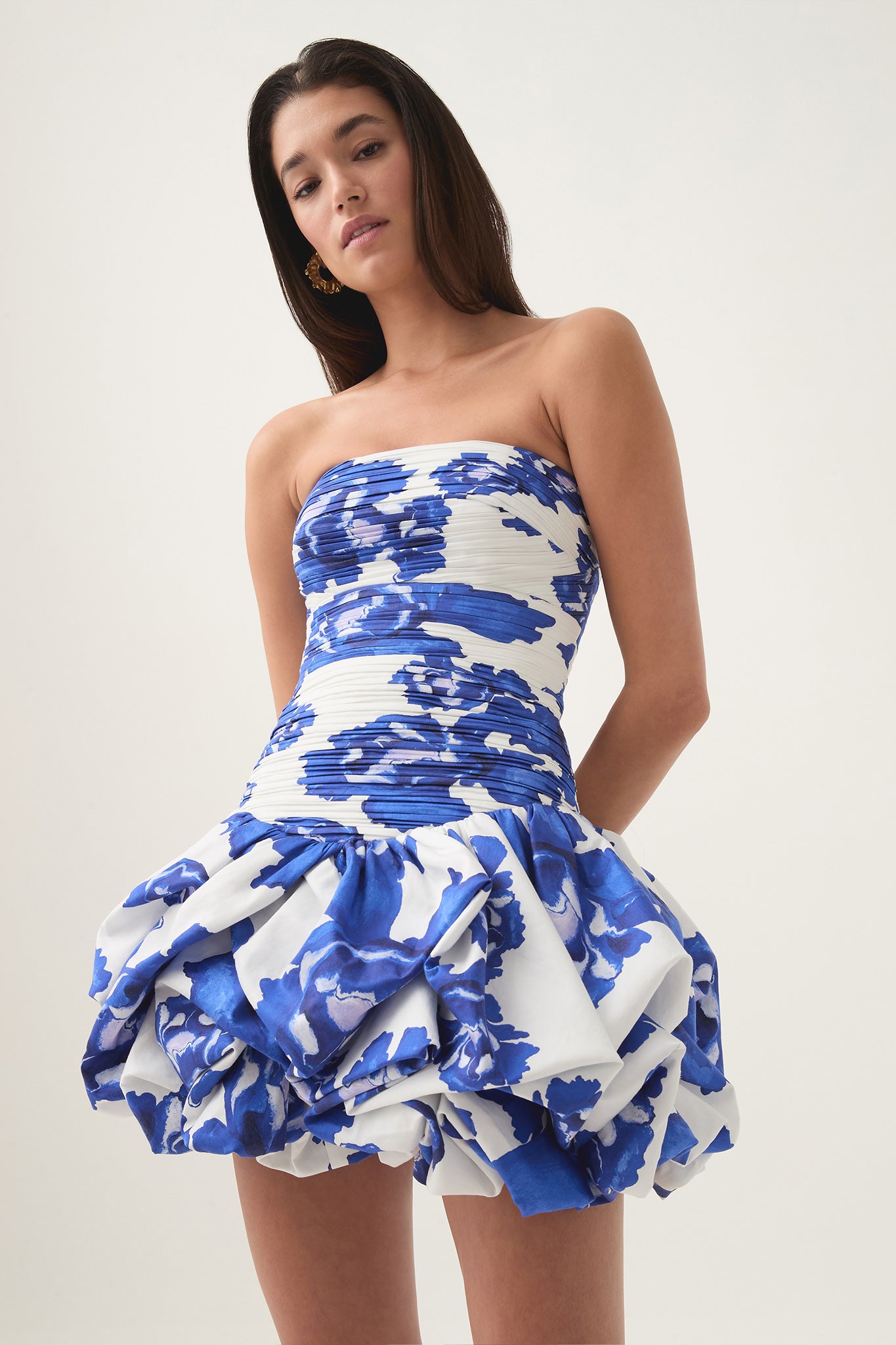 Violette Bubble Hem Mini Dress | Boldly Blooming Cobalt | Aje – Aje AU