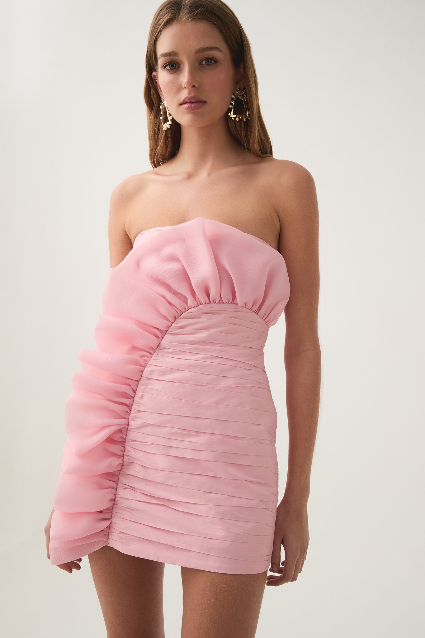 Telma Ruffle Micro Mini Dress | Pink Quartz | Aje – Aje AU