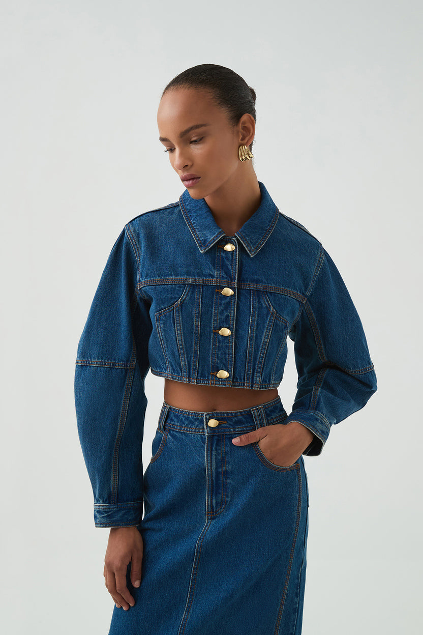 Phoenix Cropped Denim Jacket | Classic Wash | Aje – Aje AU