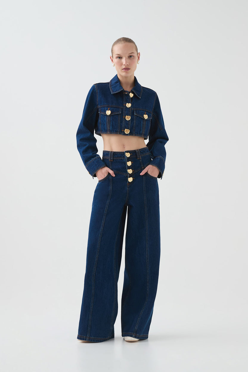 Genesis Cropped Denim Jacket | Dark Classic Wash | Aje – Aje AU