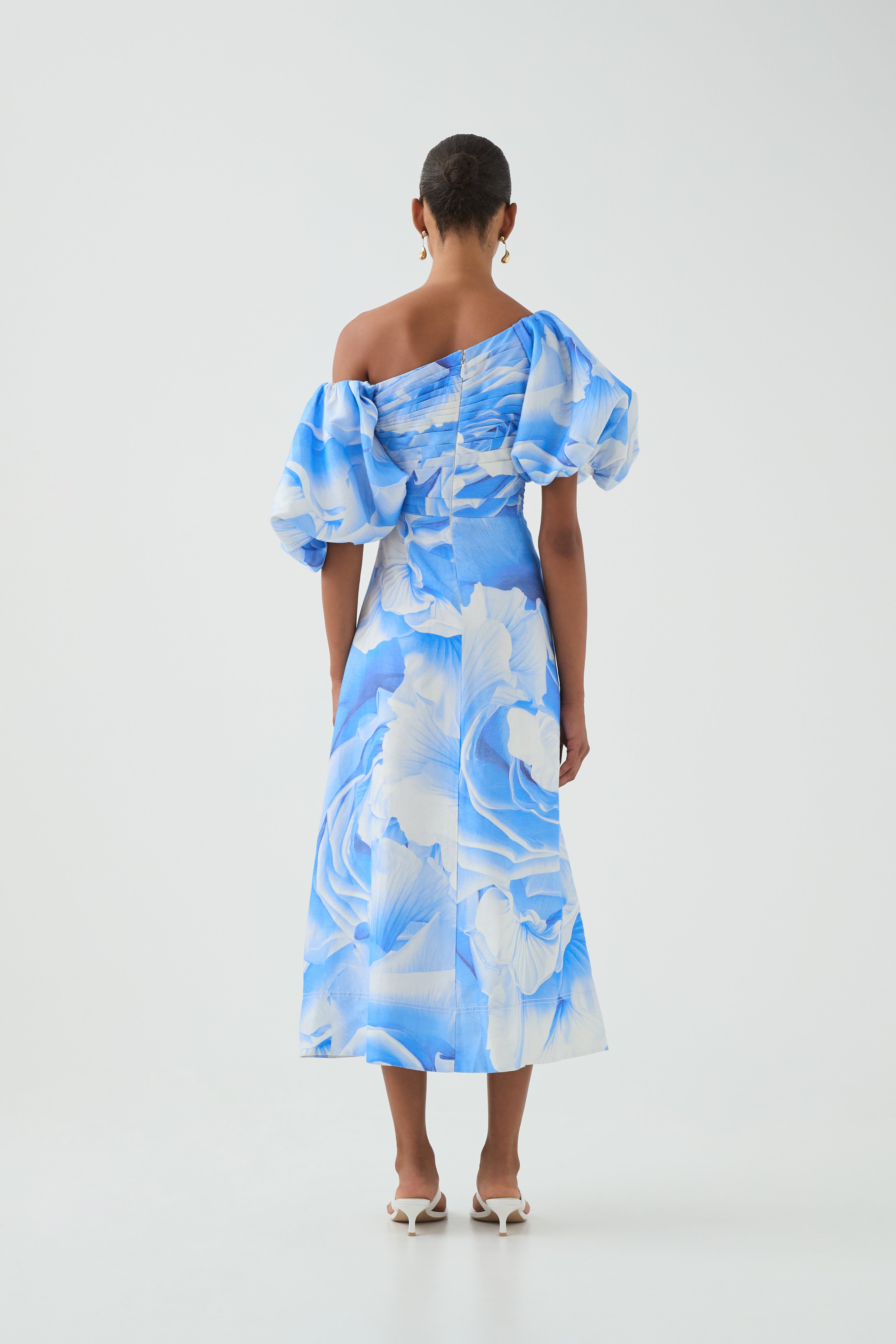 Cadence Ruched Midi Dress | Prismatic Floral Blue | Aje – Aje AU