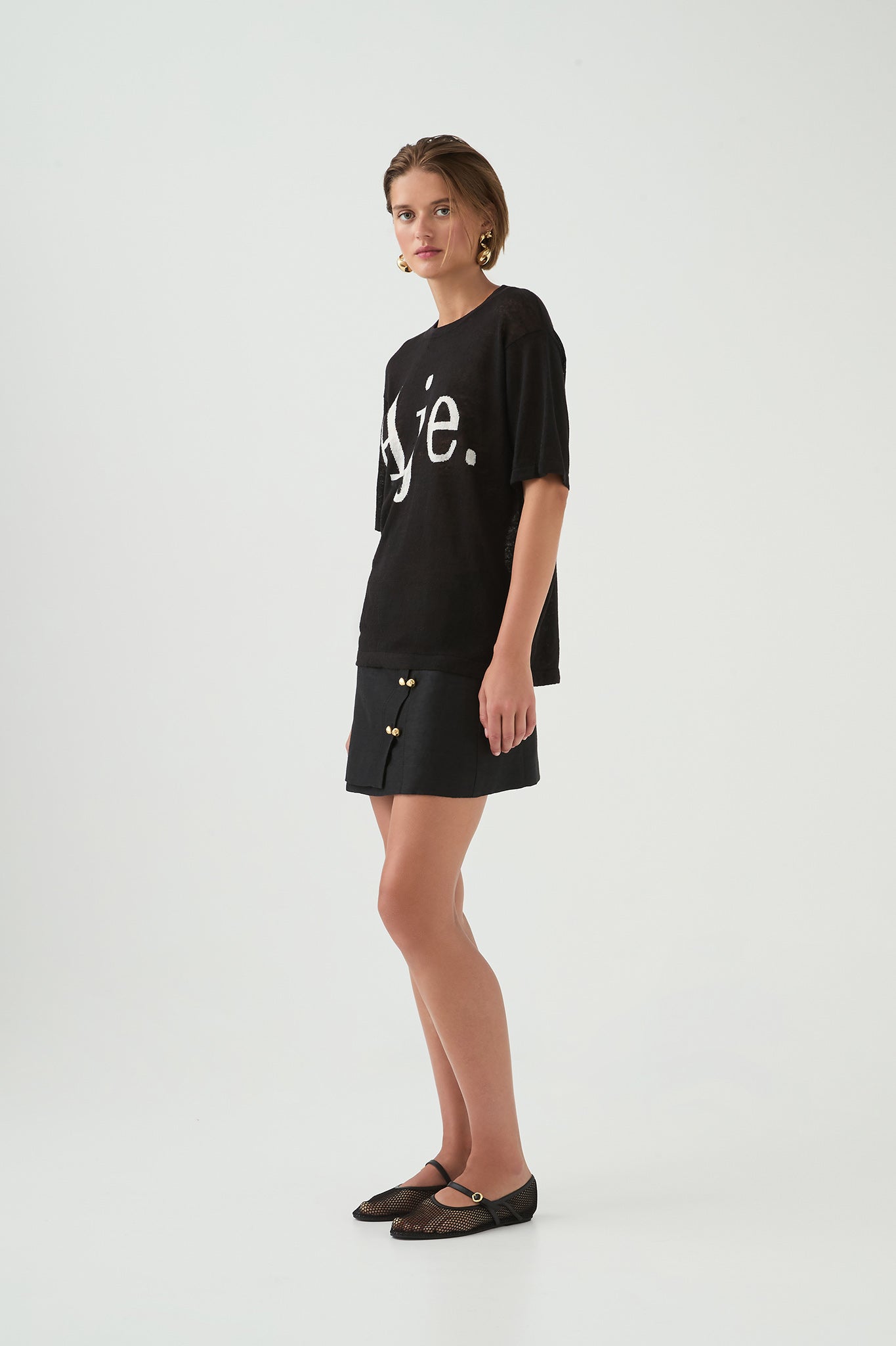 Fascinations Logo Knit Tee | Black & Ivory | Aje – Aje AU
