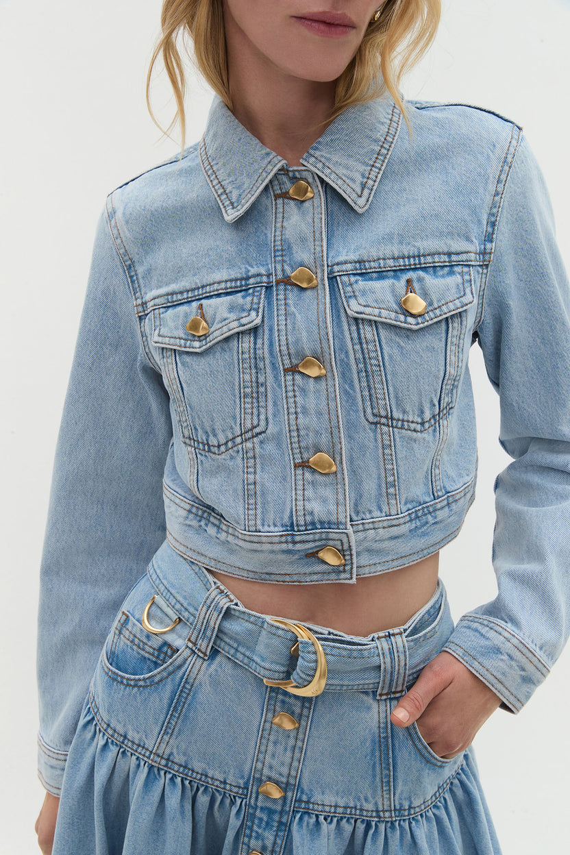 Kai Denim Cropped Jacket | Light Wash Blue | Aje – Aje AU
