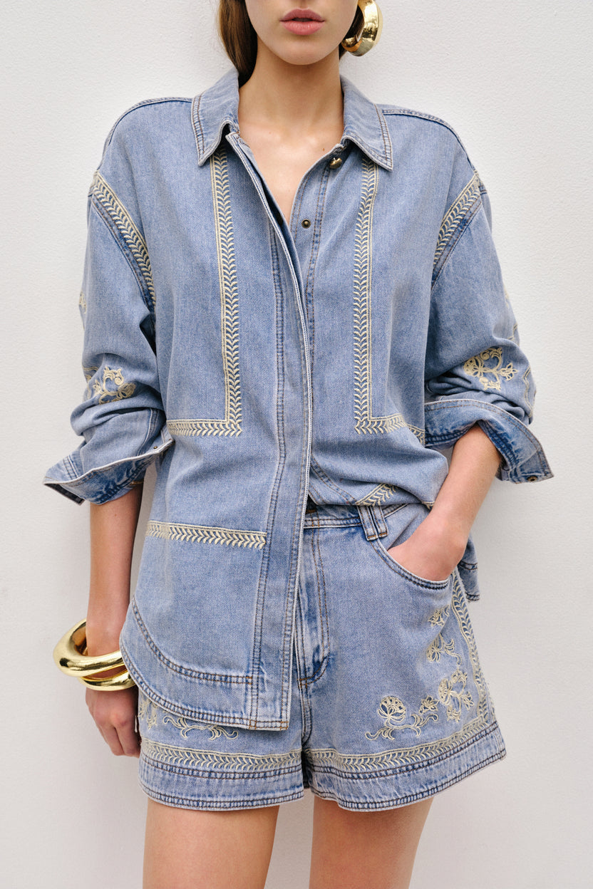 Lotus Denim Short | Light Sky Wash | Aje – Aje AU