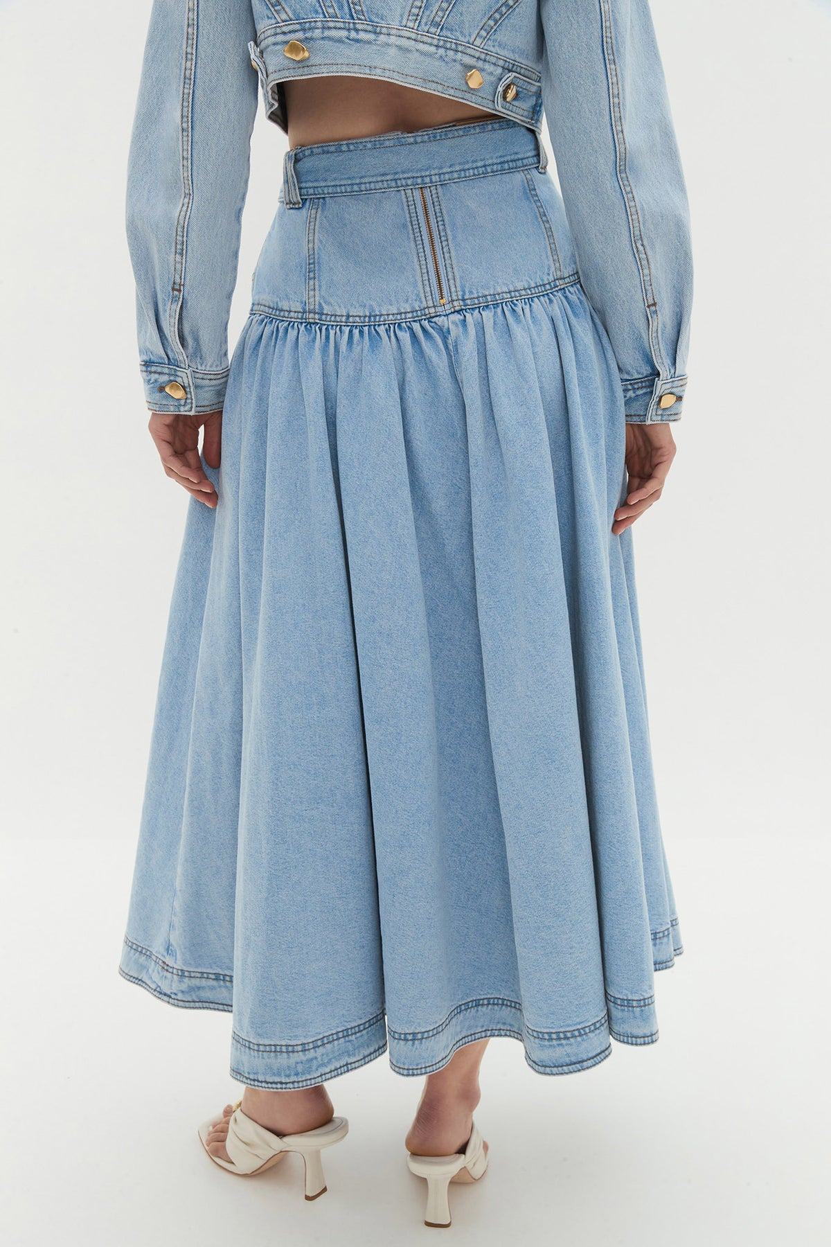 Elena Denim Midi Skirt | Light Wash Blue | Aje – Aje AU