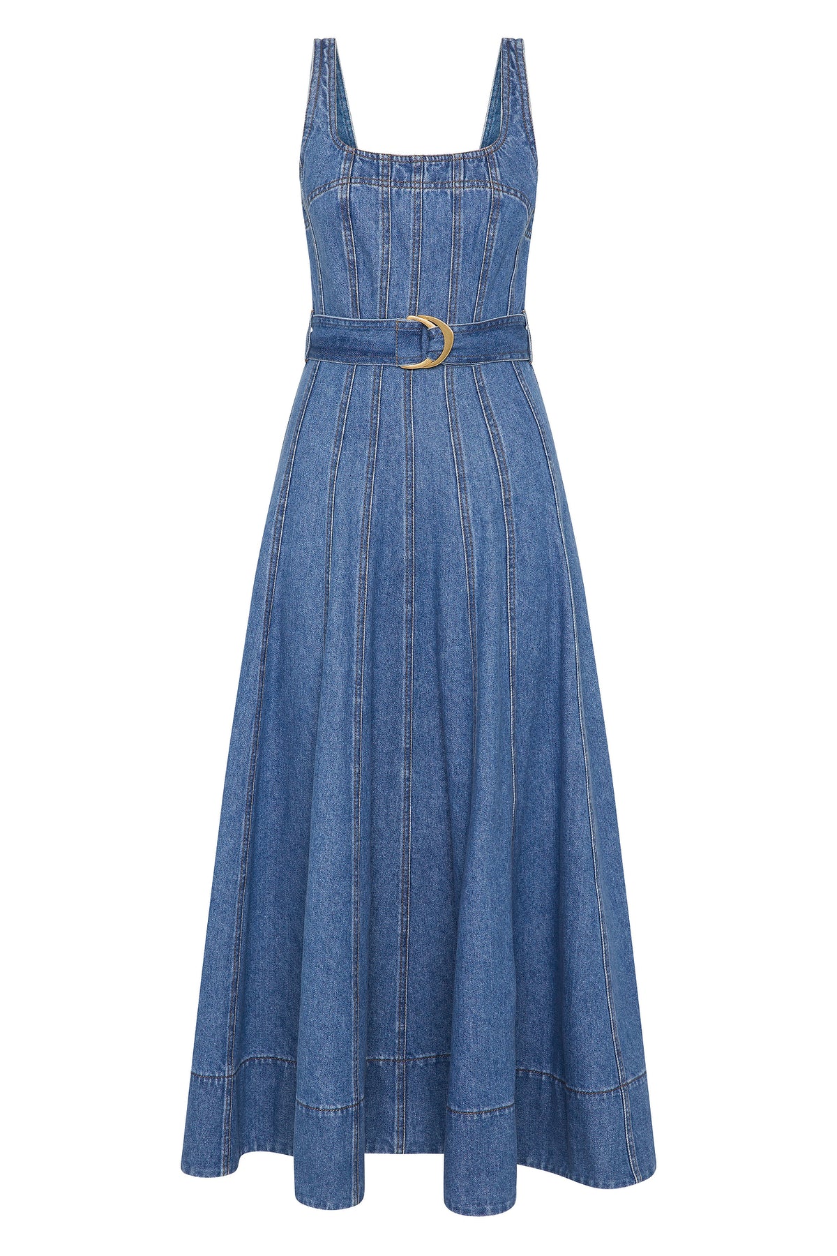 Rainer Denim Midi Dress | Mid Wash Blue | Aje – Aje AU