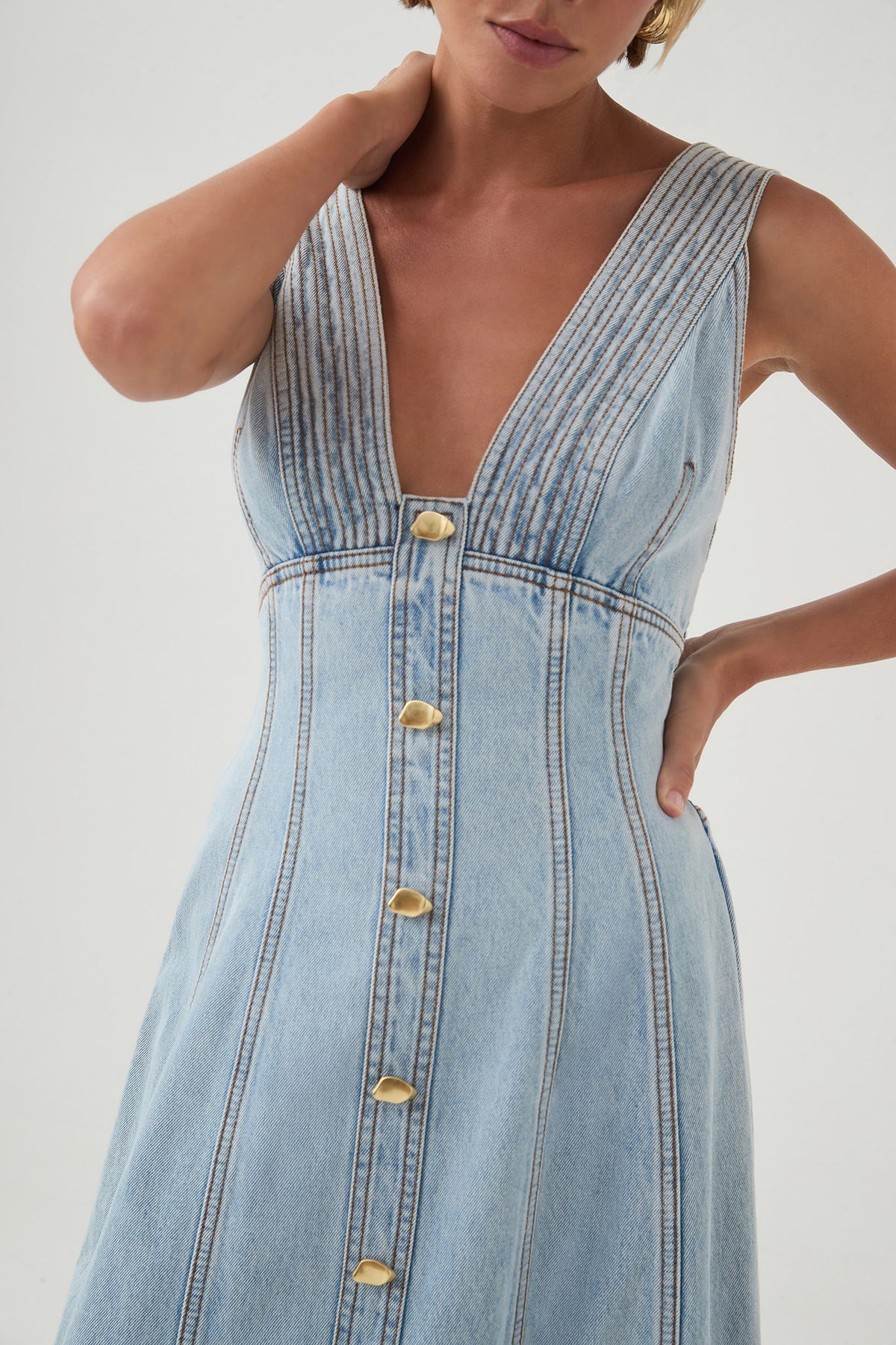 Coast Denim Midi Dress | Light Sky Wash | Aje – Aje AU