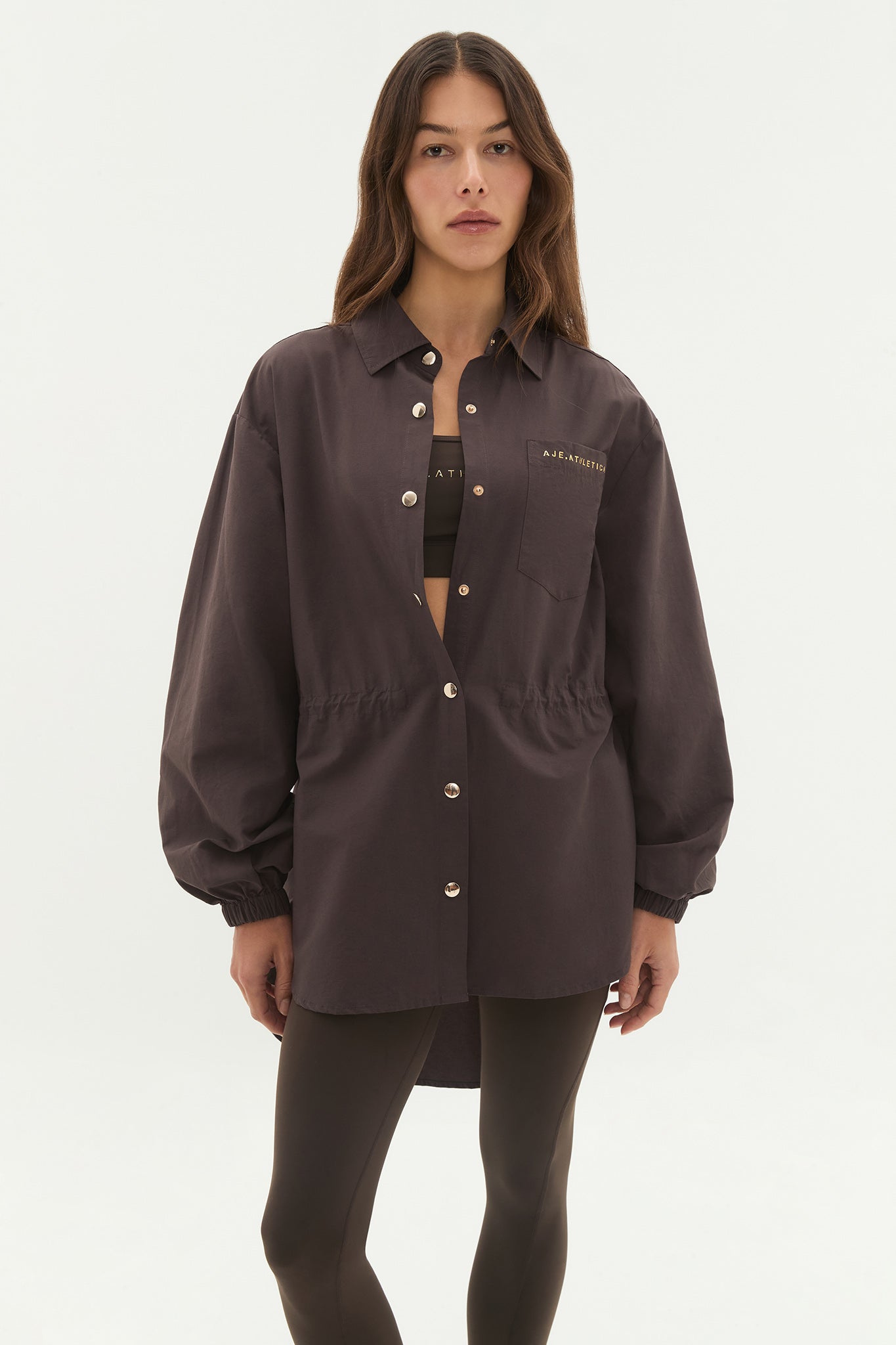 Oversized Storm Flap Shirt 445 | Chocolate | Aje Athletica – Aje AU