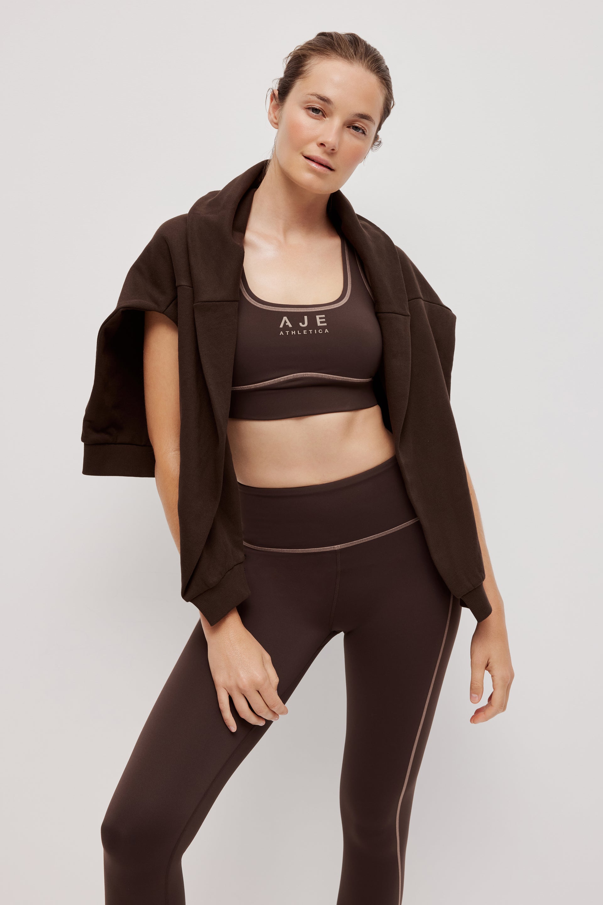 Contrast Sports Bra 330 | Chocolate | Aje Athletica – Aje AU