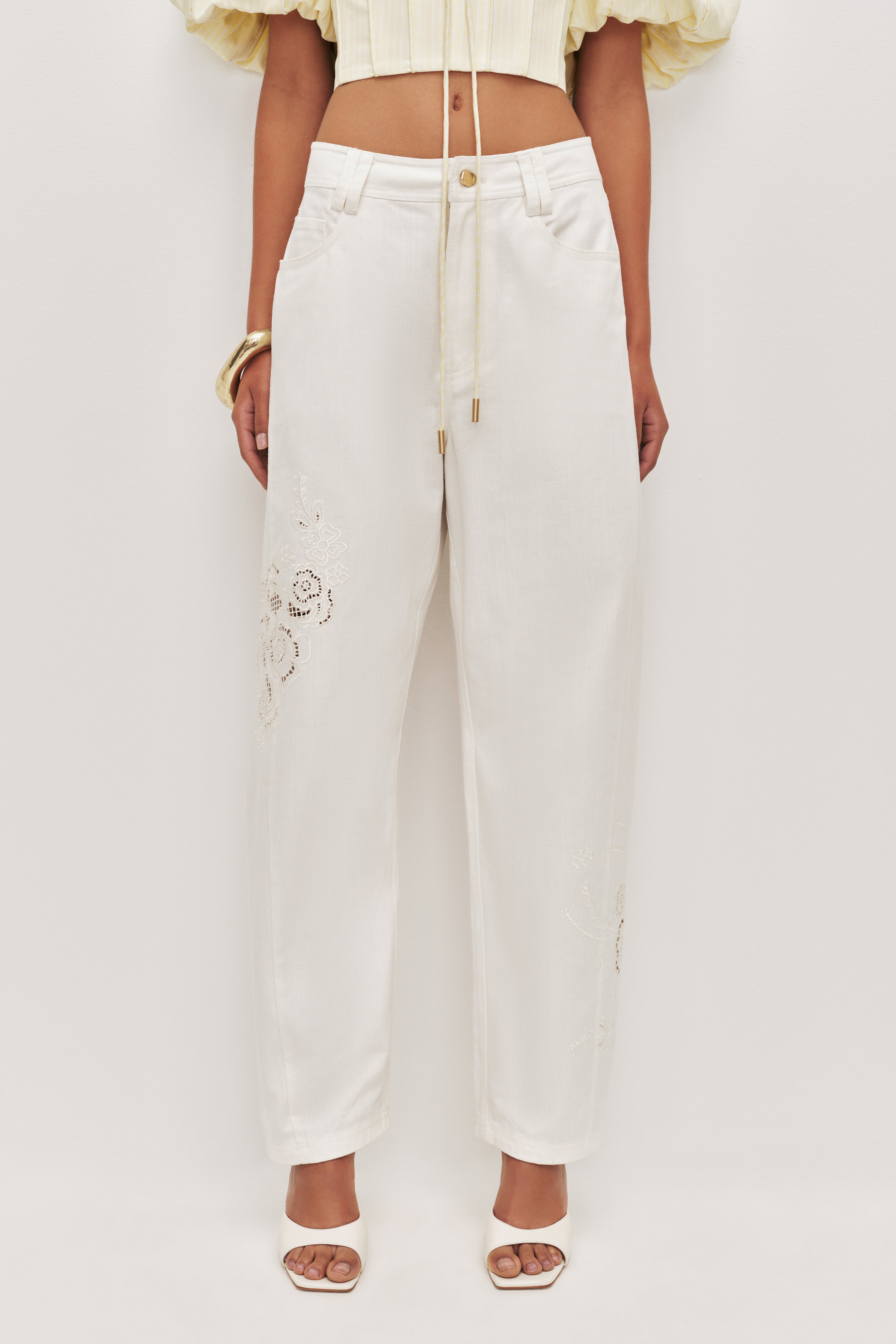 Halo Embroidered Pant | Ivory | Aje – Aje AU