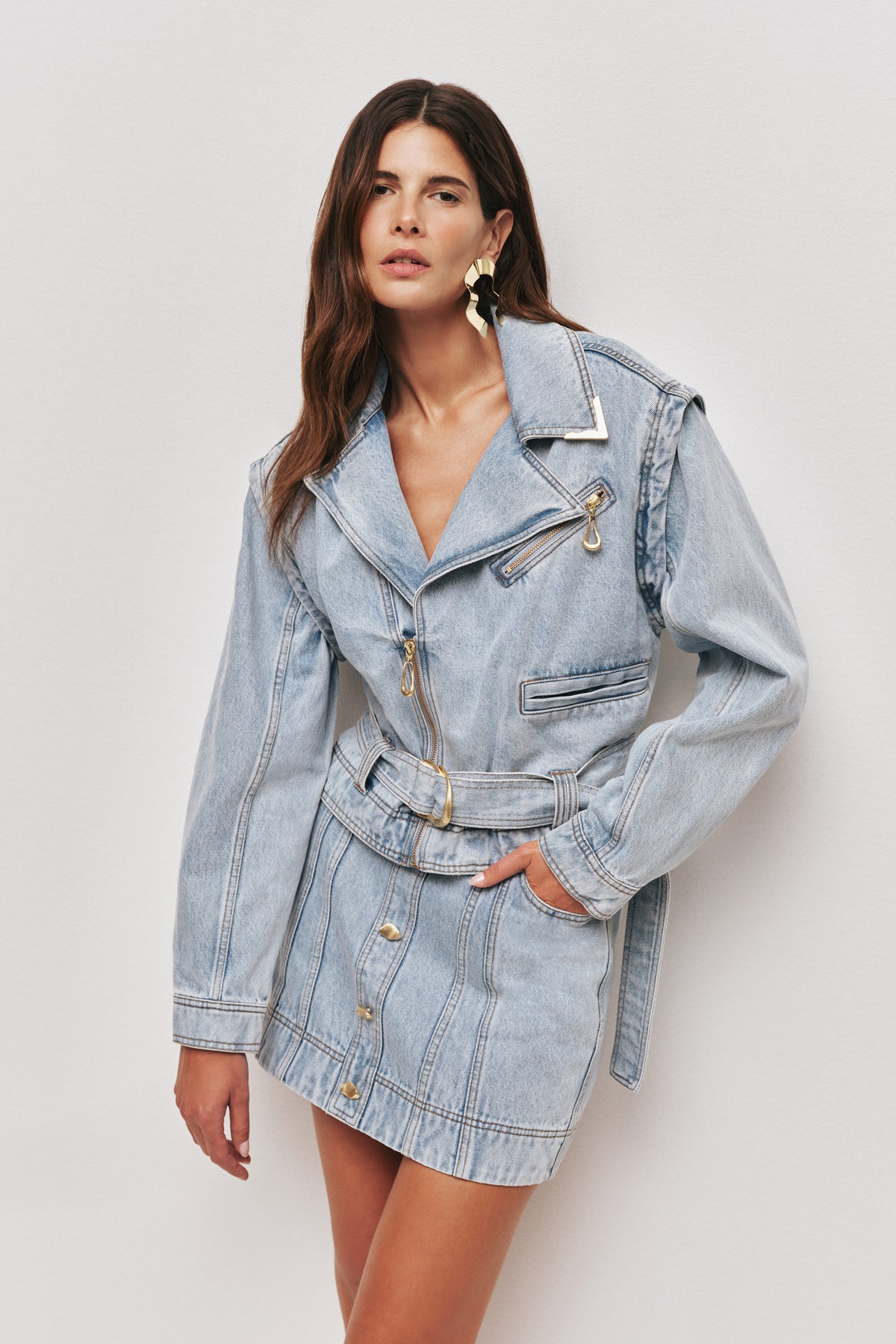 Amara Hardware Denim Jacket | Light Wash Blue | Aje – Aje AU