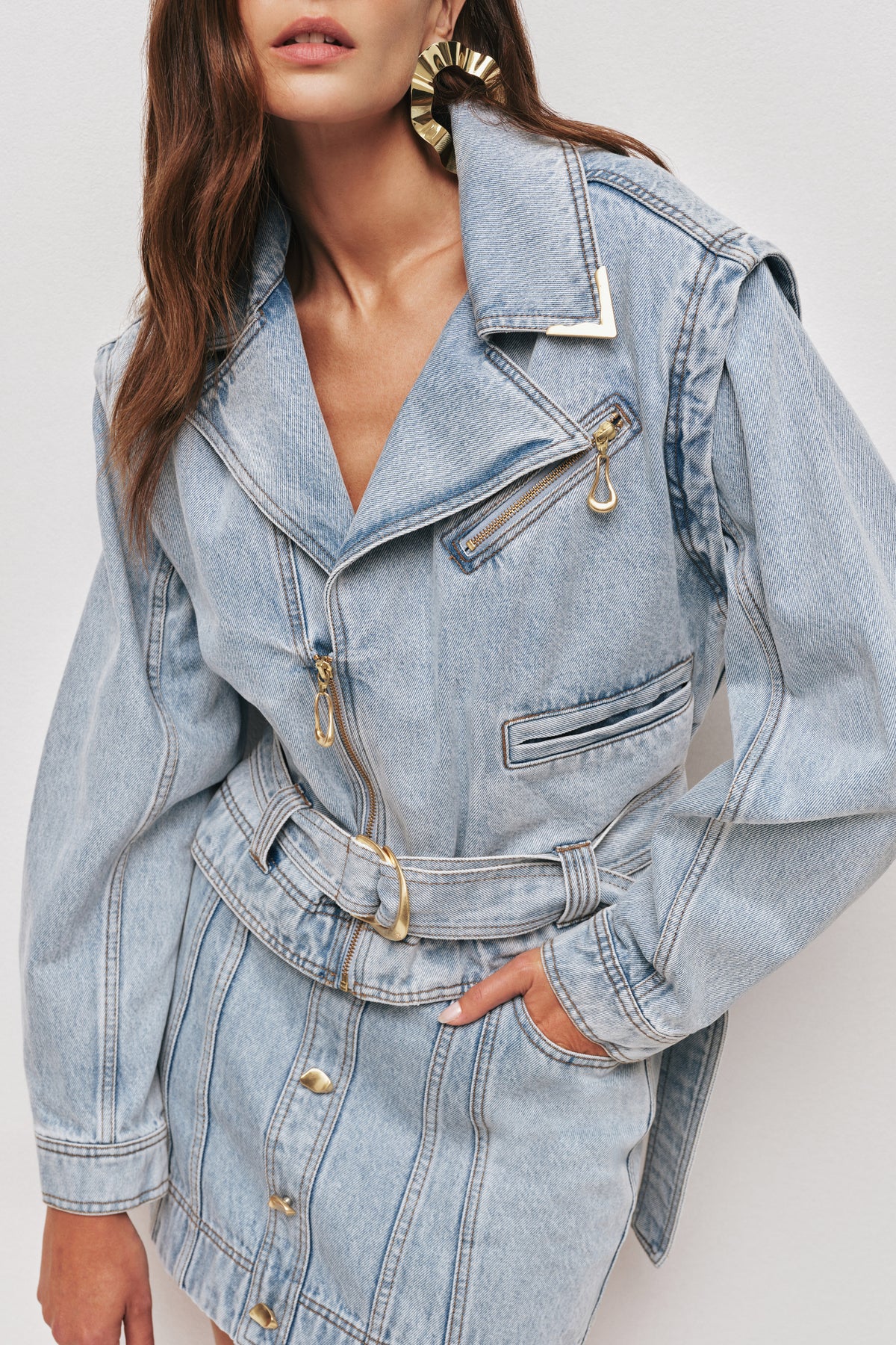Amara Hardware Denim Jacket | Light Wash Blue | Aje – Aje AU