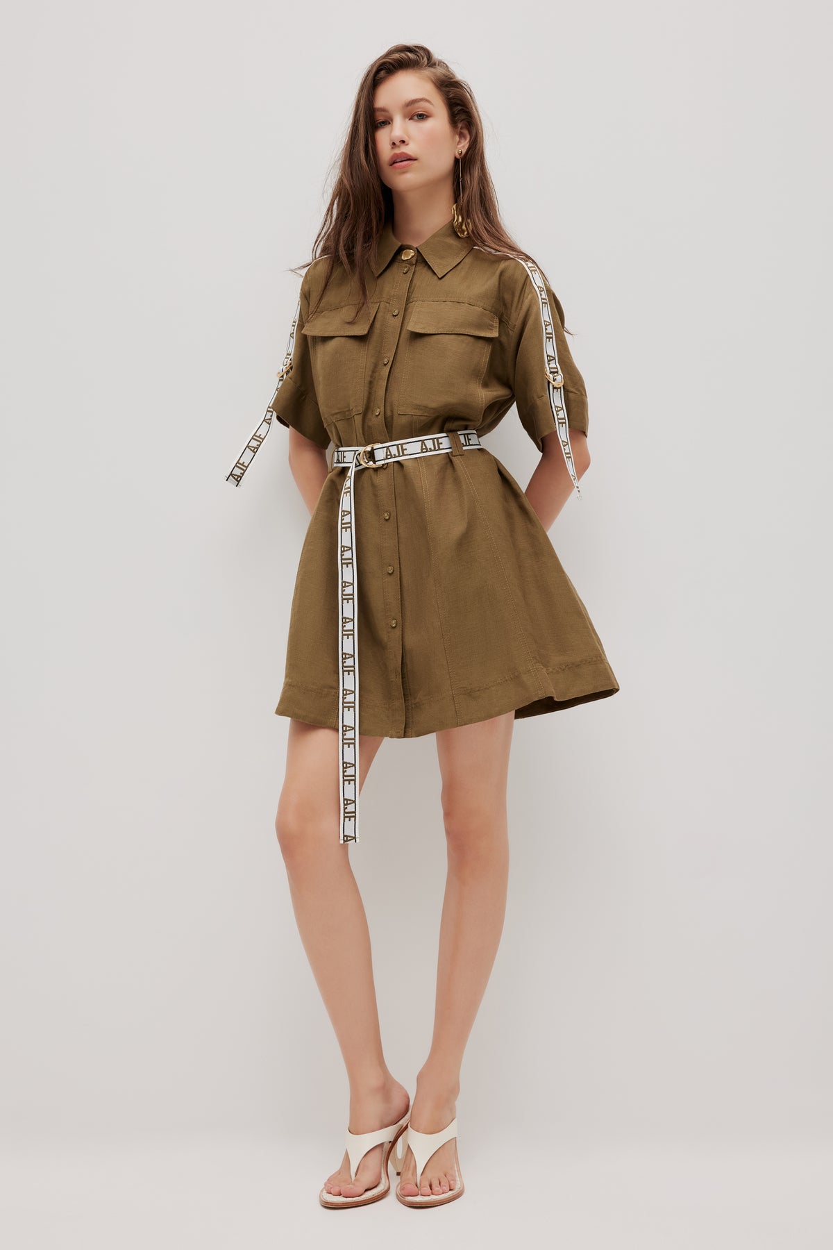 Imogen Logo Mini Dress | Khaki | Aje – Aje AU