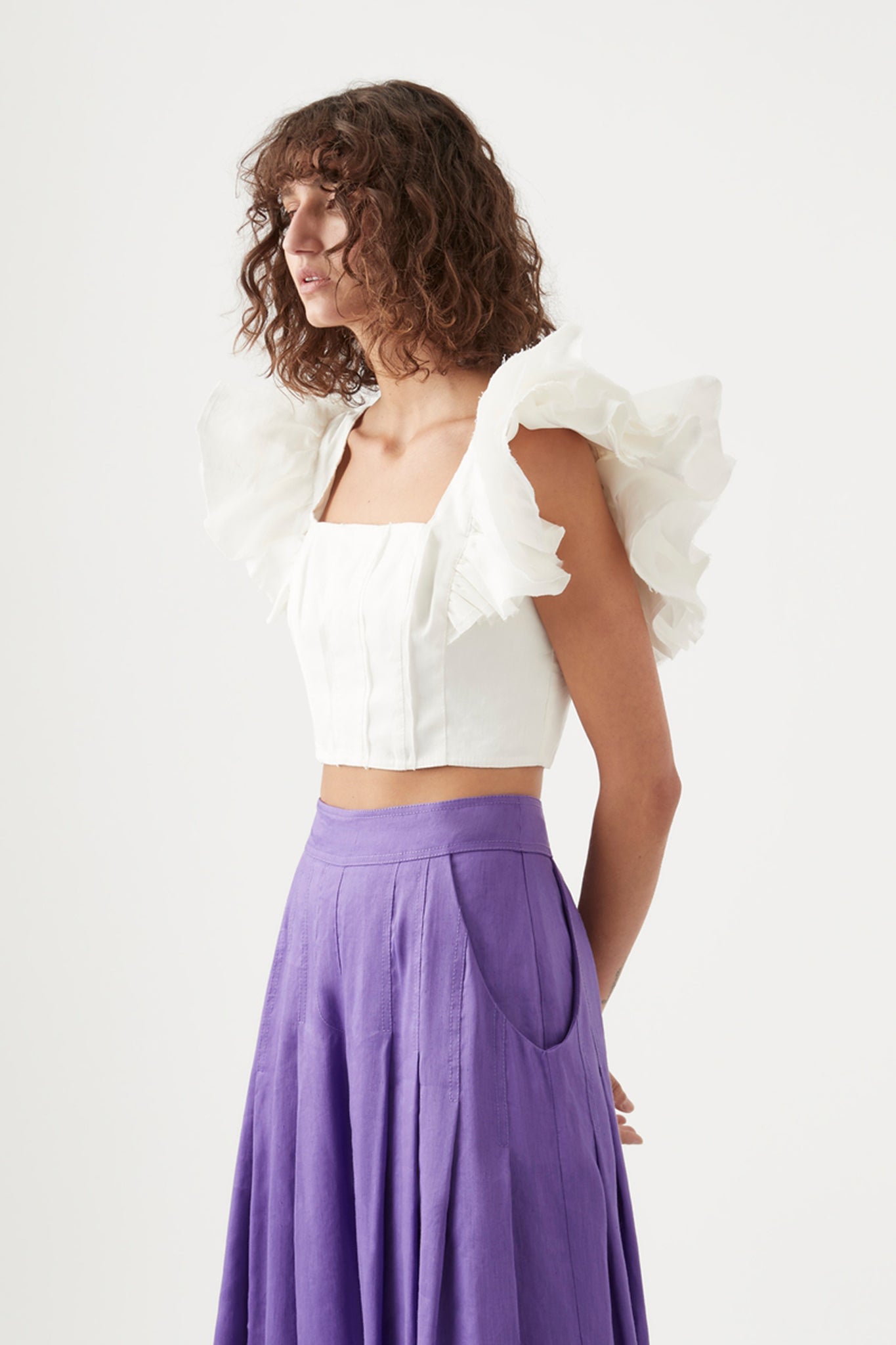 Vanades Frill Crop Top | Ivory | Aje – Aje AU