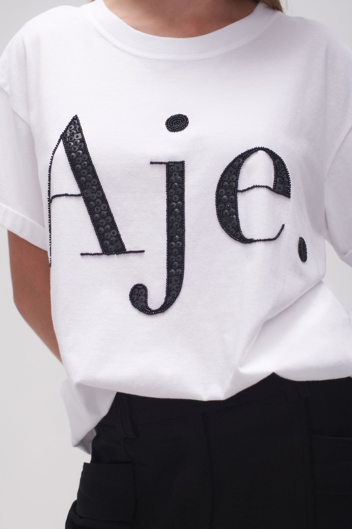 Classic Embellished Logo Tee | White & Black | Aje – Aje AU