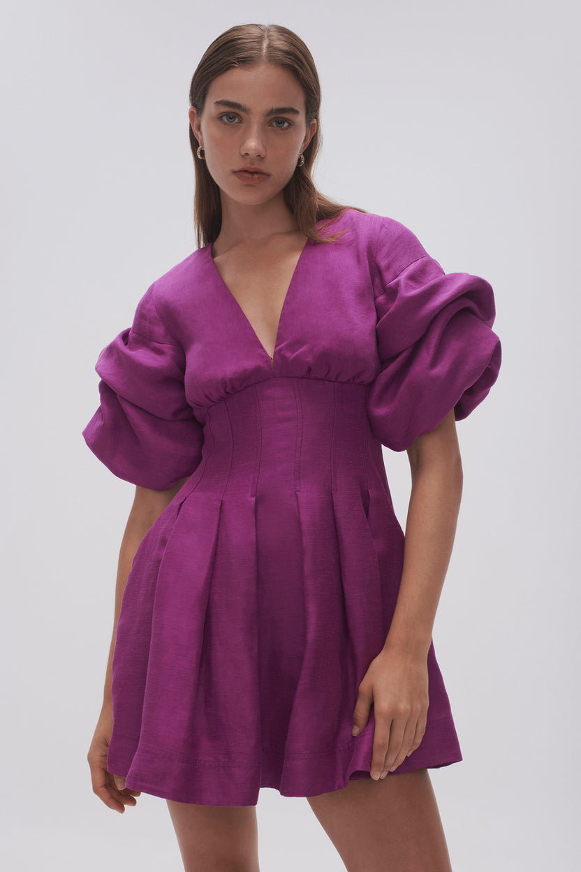 Adelie Puff Sleeve Mini Dress | Plum Purple | Aje – Aje AU