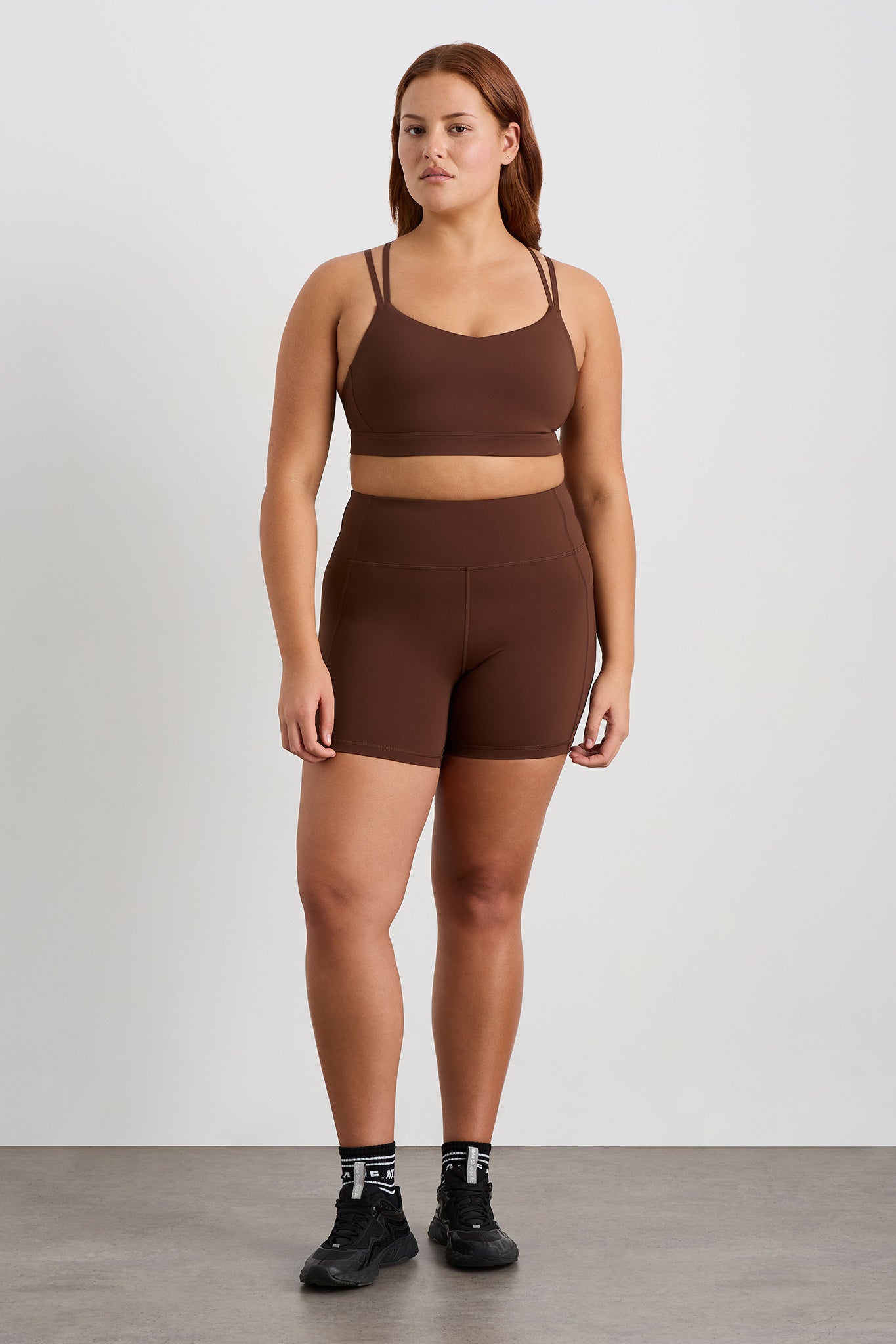 Double Strap Sports Bra 323 | DARK CHOCOLATE BROWN | AJE ATHLETICA – Aje AU